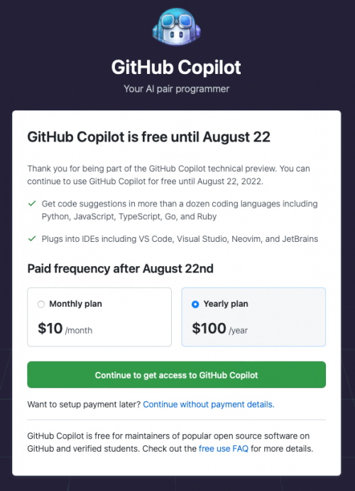 I'm paying $100/year for Copilot